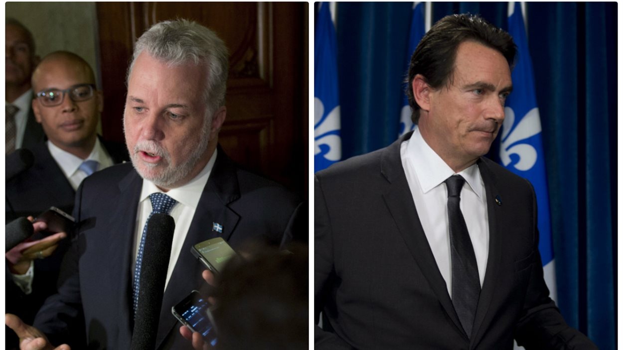 Philippe Couillard s'en prend à Pierre Karl Péladeau | Radio-Canada