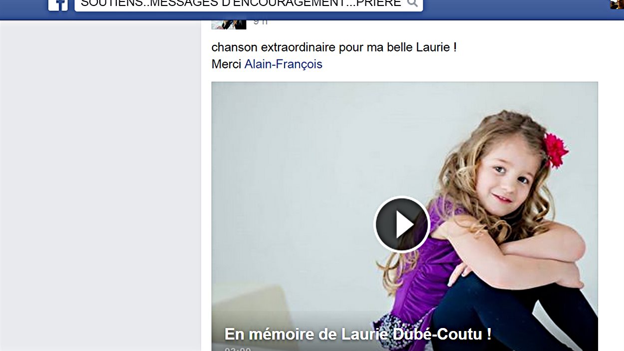 De nombreux messages de sympathie pour la famille de Laurie Dubé-Coutu ...