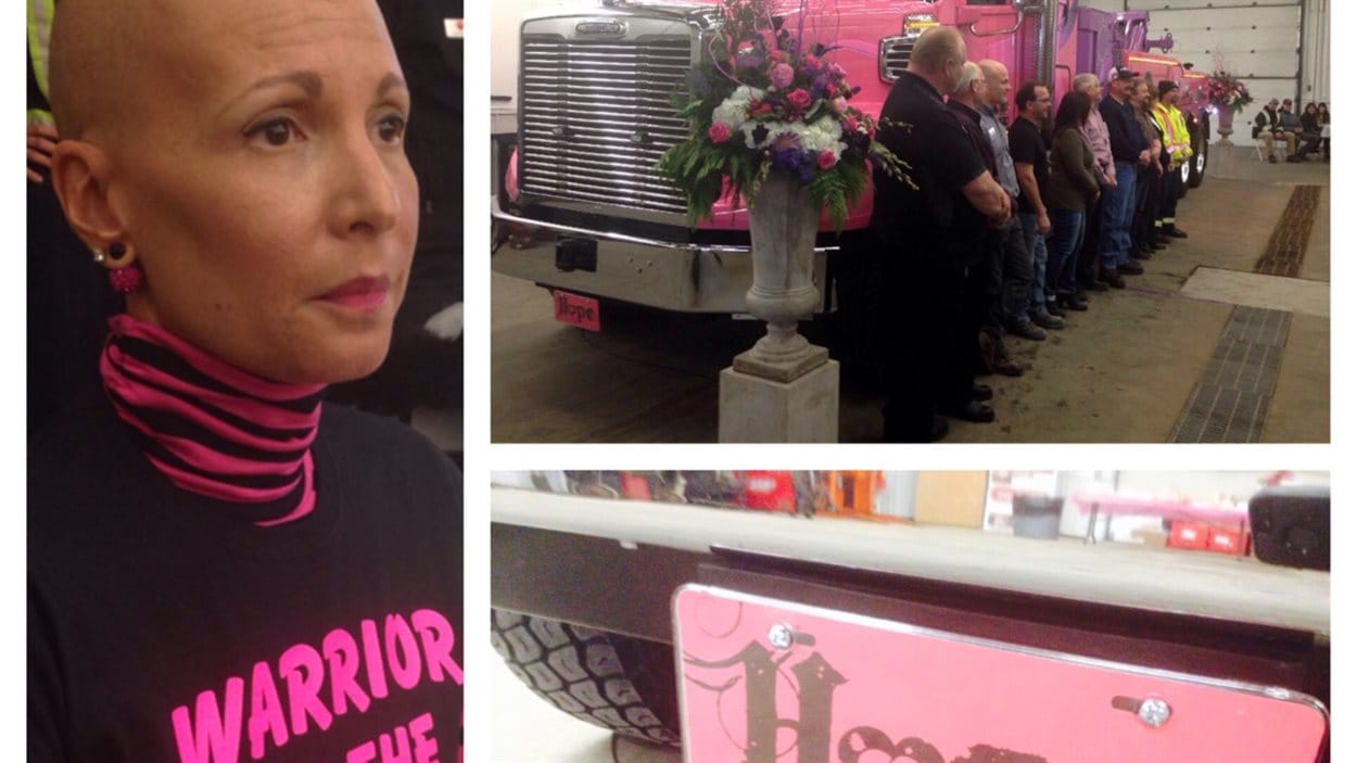 Un camion de remorquage rose en hommage à une survivante du cancer ...